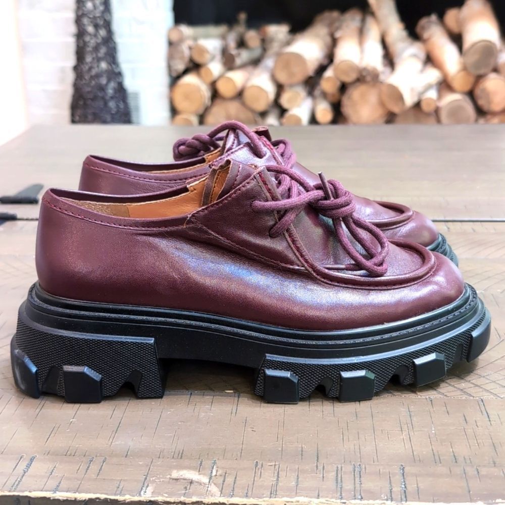Lisa Vicky Dare Lug Sole Burgundy Derby Shoes Women’s… - Gem